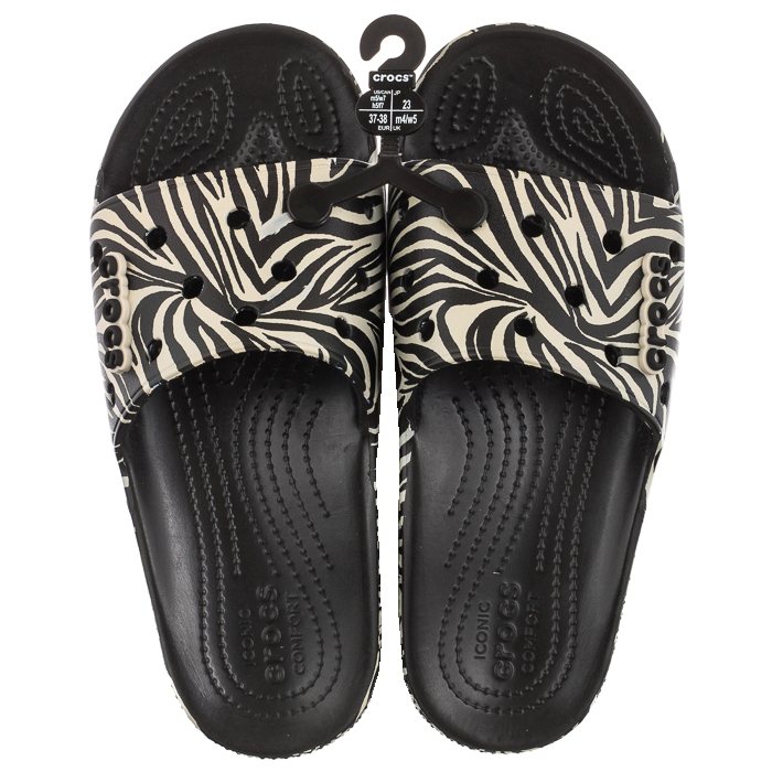 Klapki Crocs Classic Crocs Animal Remix Slide Black/Zebra Print 207841 ...