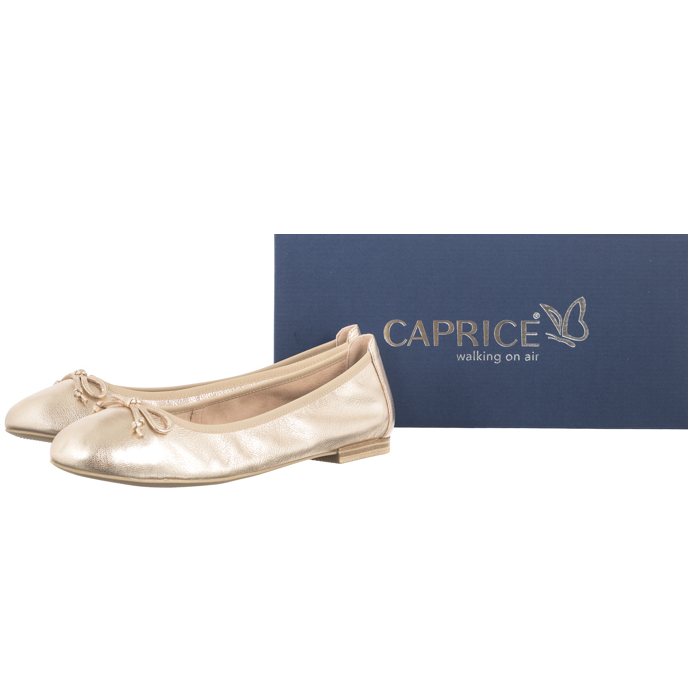 Baleriny Caprice Złote 9-22102-42 959 Platin Metal w ButSklep.pl