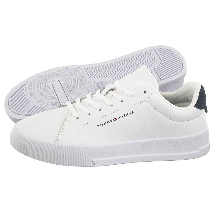 Sneakersy Tommy Hilfiger TH Court Leather Grain Ess White/Desert Sky ...