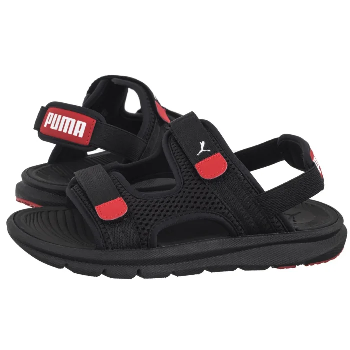 Sandały Puma Evolve Sandal Jr Puma Black-Puma White-Red 390449-01 w ...